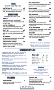 Menu - TBK Bank Sports Complex & Entertainment